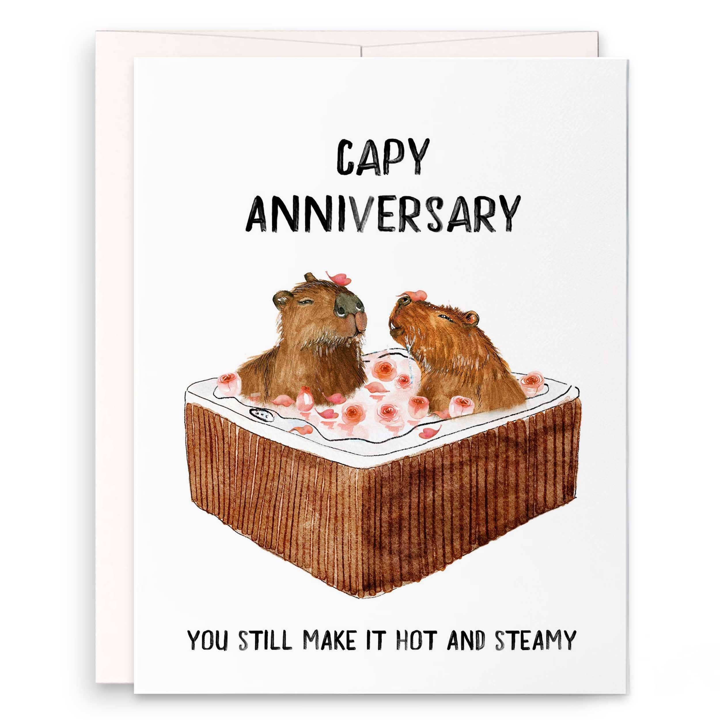 Hot Tub Capybara Anniversary Card by Liyana Studio | Serendipity Cards ...